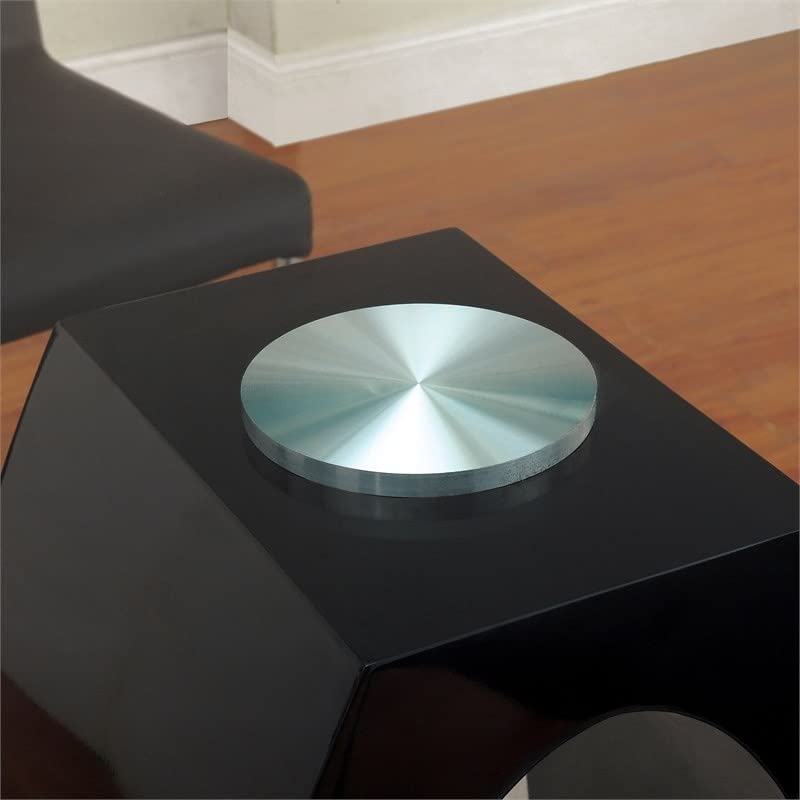 BOWERY HILL Contemporary Tempered Glass Top Double Pedestal Dining Table in Black