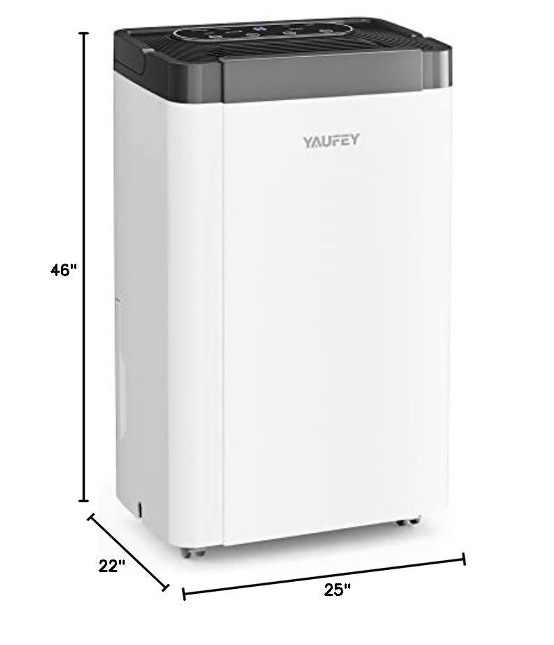 Yaufey 60 Pints Dehumidifier for Home and Basement Cover Spaces up to 5,000 Sq. Ft, Quiet Moisture Remove Intelligent Humidity Control with Drain Hose and 0.79 Gallons Water Tank