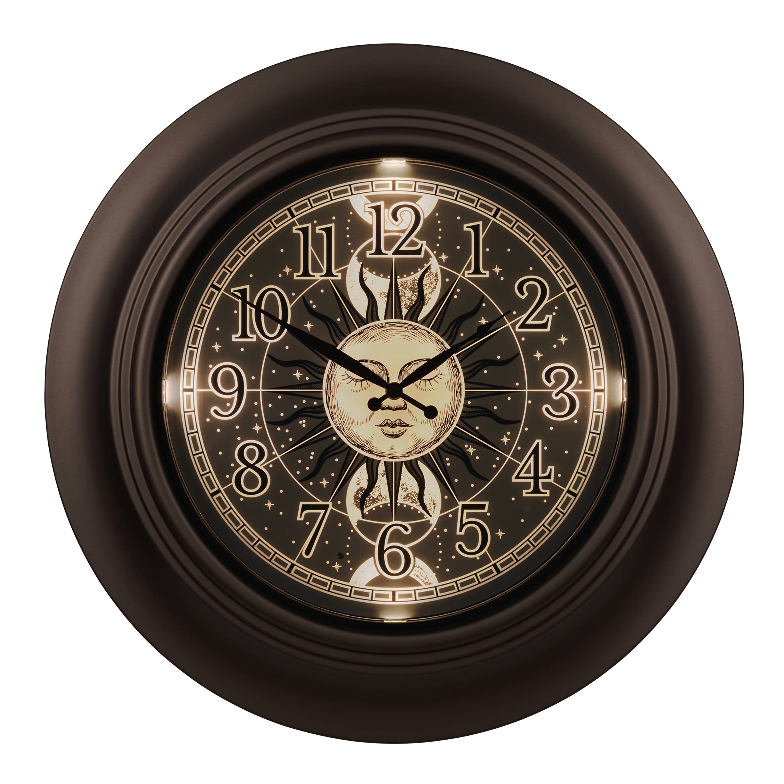 La Crosse Clock 435-3256B-SM-INT 21" Indoor/Outdoor Quartz Clock with Lighted Sun & Moon Dial