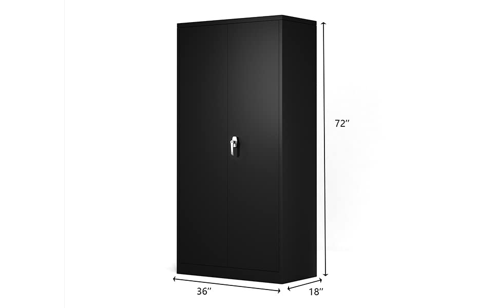 SUXXAN Metal Wardrobe Storage Cabinet, Industrial Steel Storage Cabinet with Adjustable Shelves and Hanging Rod, Modern Style for Home Office, Assembly Required