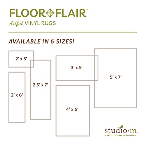 Studio M Floor Flair Hadley Hall - Haze Boho Pattern - 3 x 5 Ft Decorative Vinyl Rug - Non-Slip, Waterproof Floor Mat - Easy to Clean, Ultra Low Profile - Printed in The USA