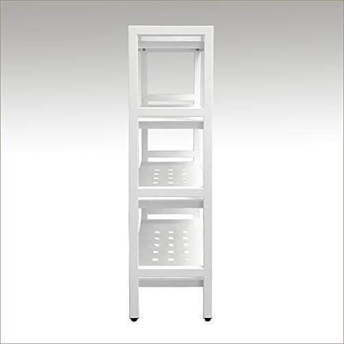 Anthology Spa Asta 4-Tier Free Standing Rectangular Bathroom Utility Storage Shelf Rack, Powder-Coated Metal Storage Shelf Stand, B302 (Pure White), 22 inches(W) x 11 inches(D) x 40 inches(H)