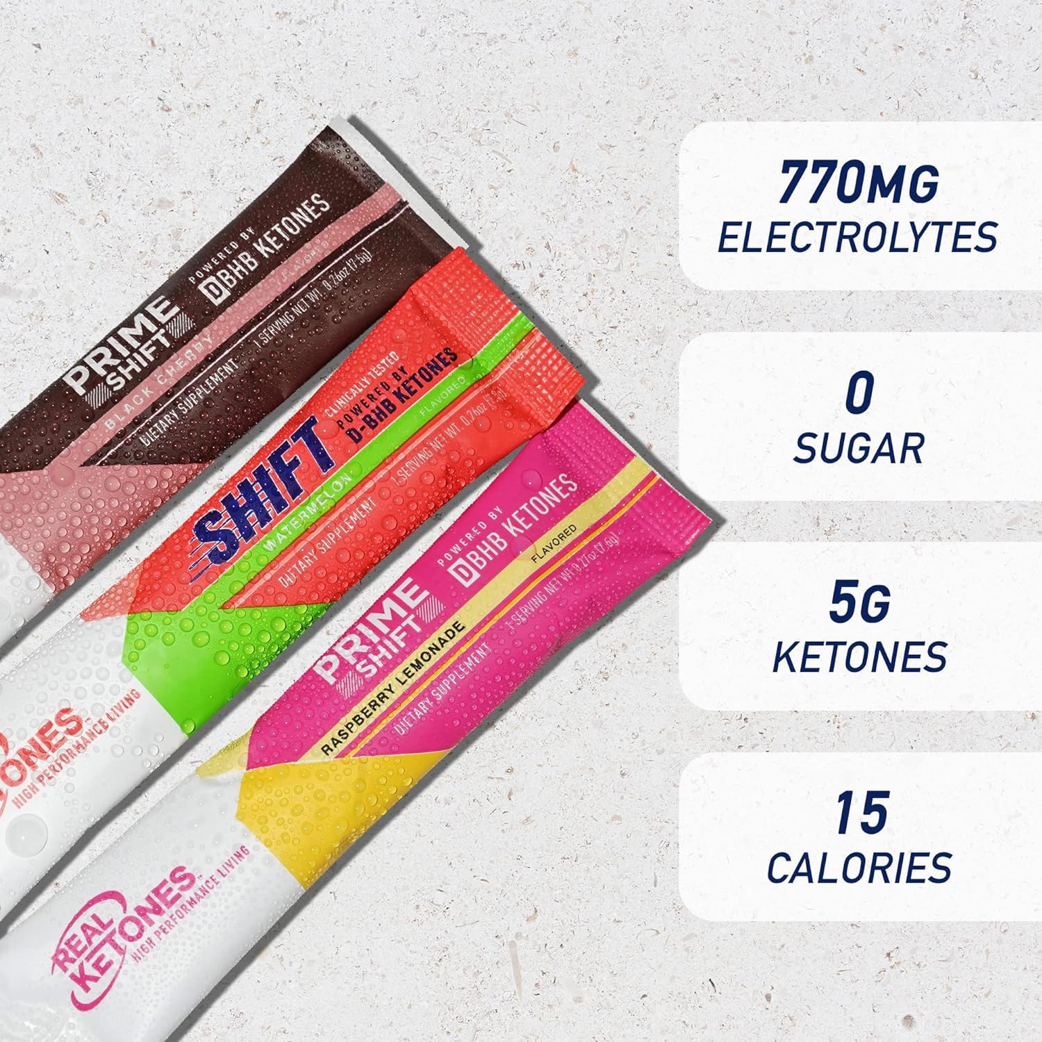 BHB Exogenous Ketones Drink Mix Packets - Real Ketones Keto Electrolytes Powder Packets No Sugar with 4 Main Fasting Electrolytes plus Hydrating Patented Keto BHB - 30 Count Variety Pack