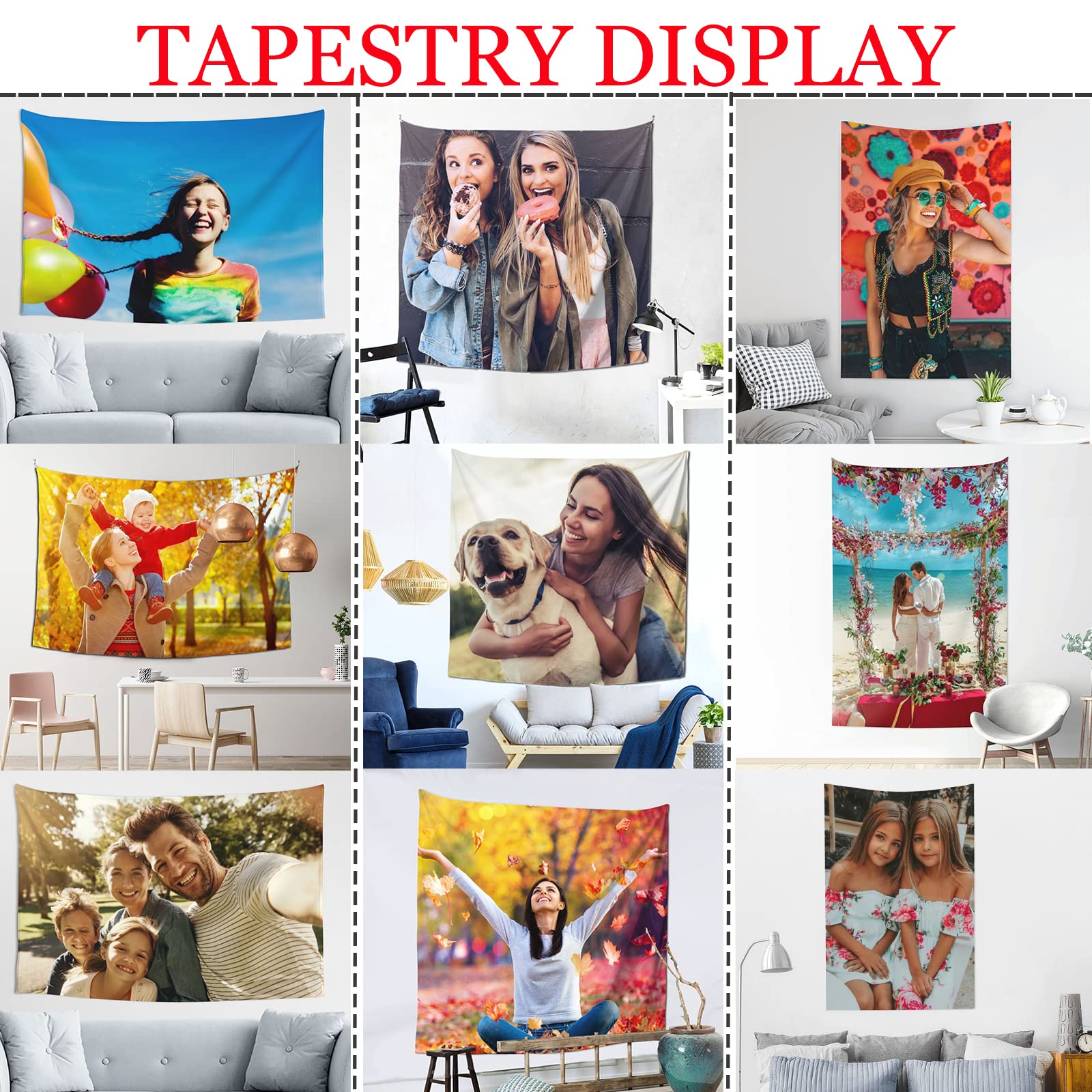 GSHUJBV Custom Wall Tapestry Personalized Image/Logo/Text Custom Tapestry Funny Backdrop Poster for Dormitory,Bedroom (37x29inch Horizontal)