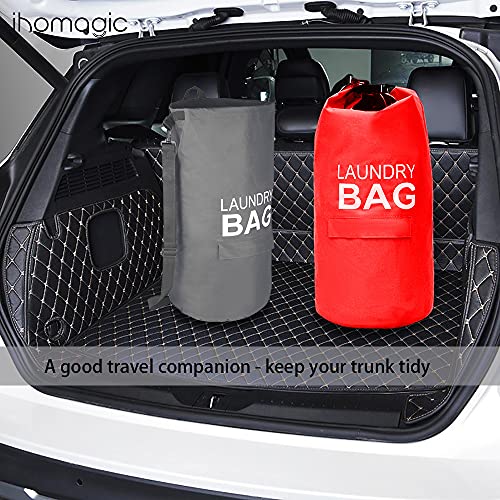 IHOMAGIC 71L Laundry Bag Backpack with Adjustable Shoulder Straps and Pocket, Hanging Fabric Laundry Hamper, Portable Laundry Baskets with Buckle, Extra Large Dirty Clothes Hamper for Laundry (Red)
