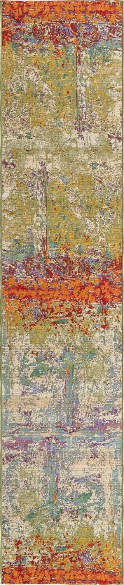 Rugs.com Outdoor Modern Collection Rug β 2' 7 x 12' Runner Multi Flatweave Rug Perfect for Hallways, Entryways