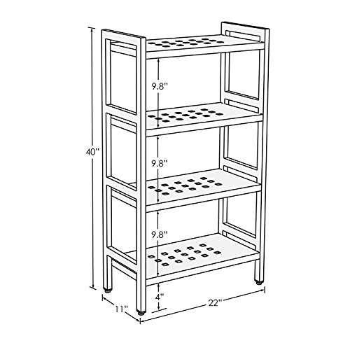 Anthology Spa Asta 4-Tier Free Standing Rectangular Bathroom Utility Storage Shelf Rack, Powder-Coated Metal Storage Shelf Stand, B302 (Pure White), 22 inches(W) x 11 inches(D) x 40 inches(H)