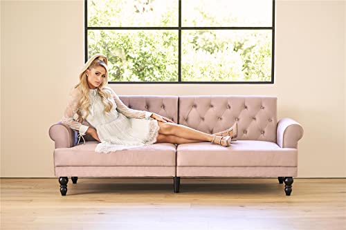 Novogratz Cassidy Upholstered Futon, Blush Velvet
