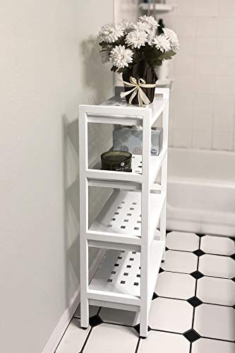 Anthology Spa Asta 4-Tier Free Standing Rectangular Bathroom Utility Storage Shelf Rack, Powder-Coated Metal Storage Shelf Stand, B302 (Pure White), 22 inches(W) x 11 inches(D) x 40 inches(H)
