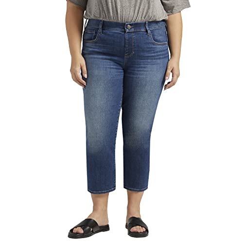 JAG Jeans Women's Plus Size Maya Pull-On Capri Jean, Night Blue