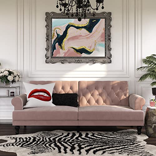 Novogratz Cassidy Upholstered Futon, Blush Velvet