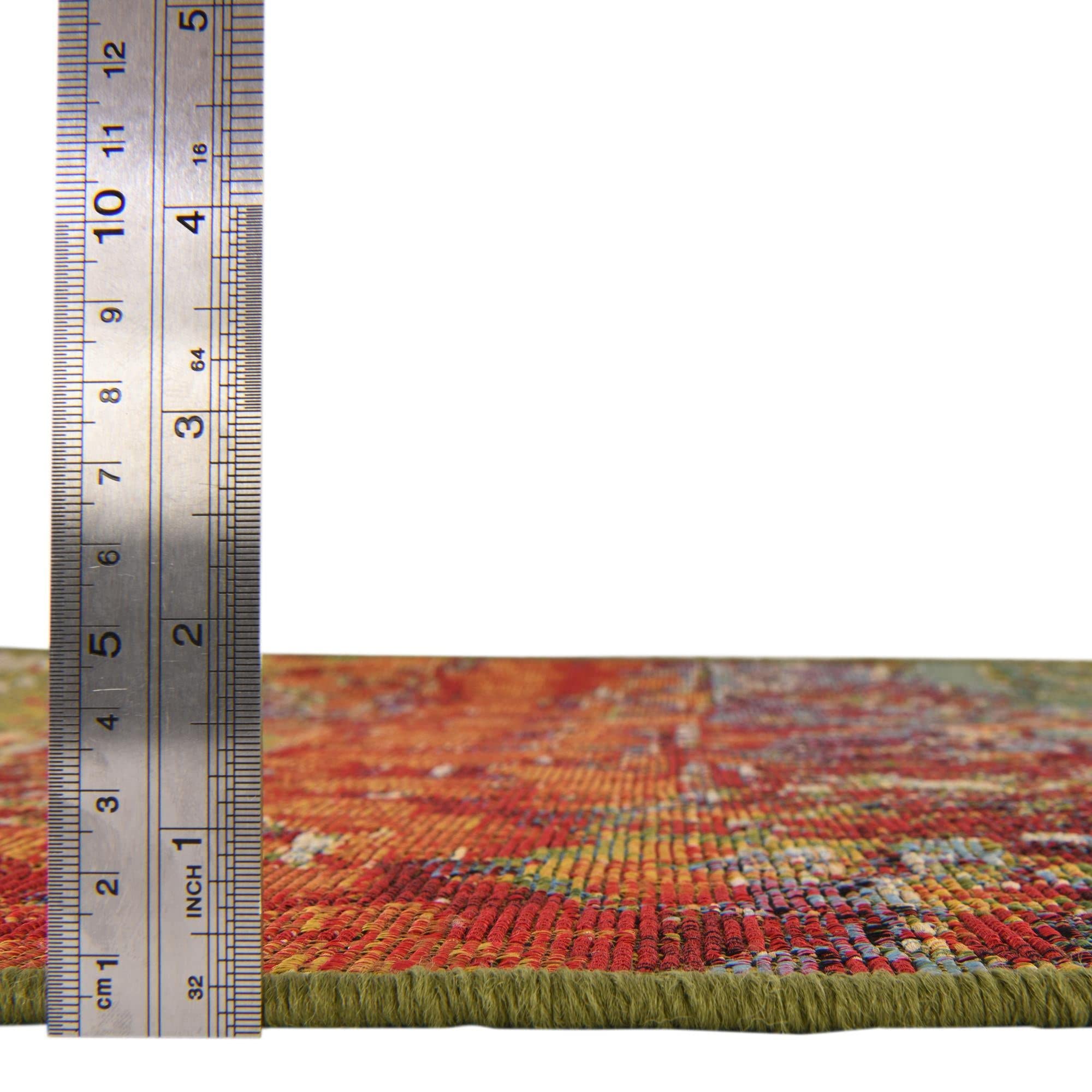 Rugs.com Outdoor Modern Collection Rug β 2' 7 x 12' Runner Multi Flatweave Rug Perfect for Hallways, Entryways