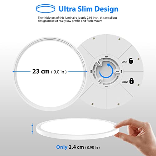 5Pack 9Inch Flush Mount Ceiling Light White,18 Watt 5000K LED Ceiling Light Fixture, Ultra Slim Close to Ceiling Light Fixture, Round Flat Low Profile Ceiling Lamp For Kitchen Bedroom Basement Hallway