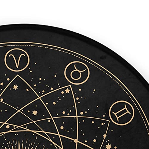 ALAZA Zodiac Sign Geometric Round Area Rug Non-Slip Floor Mat for Dorm Bedroom Living Room Home Decor 3ft Diameter