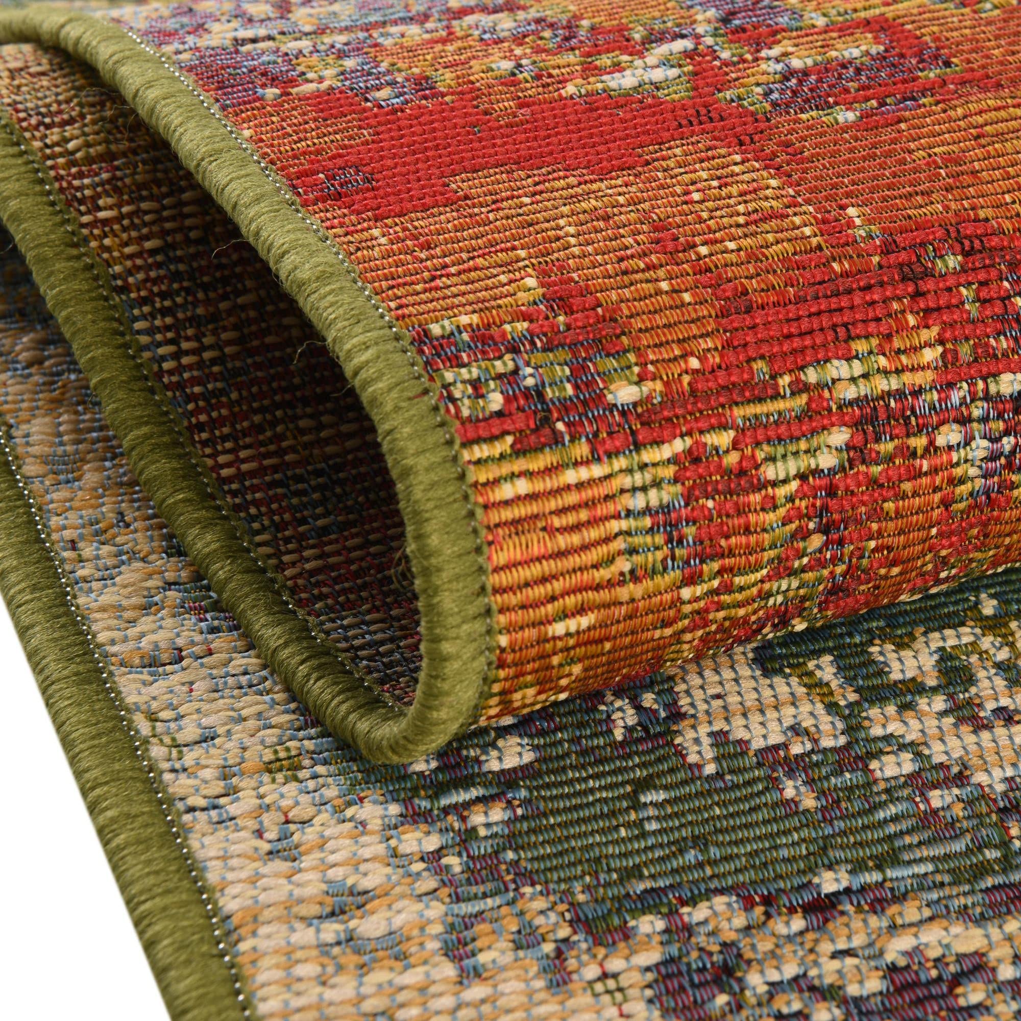 Rugs.com Outdoor Modern Collection Rug β 2' 7 x 12' Runner Multi Flatweave Rug Perfect for Hallways, Entryways