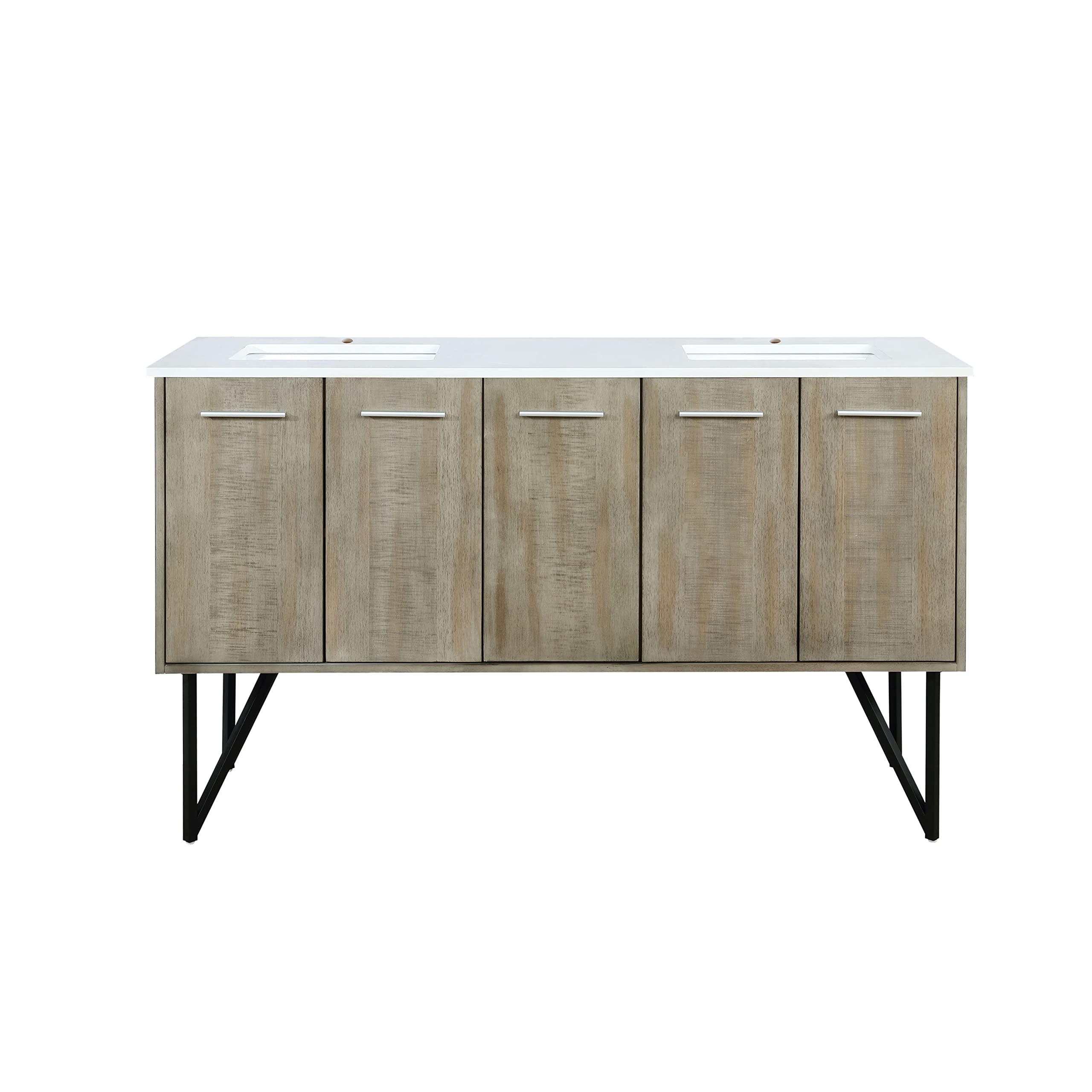 Bell+Modern Fairfield 60 in W x 20 in D Rustic Acacia Double Bath Vanity and Cultured Marble Top