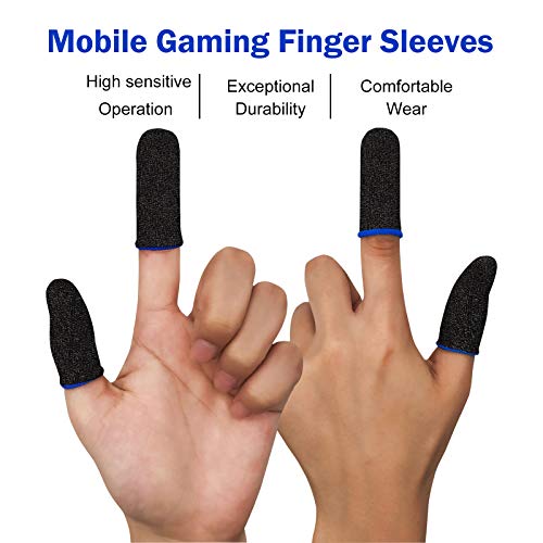 Mobile Gaming Finger Thumb Sleeves,Anti-Sweat Breathable Seamless Thumb Touchscreen Finger Covers for League of Legend, PUBG, Rules of Survival, Knives Out