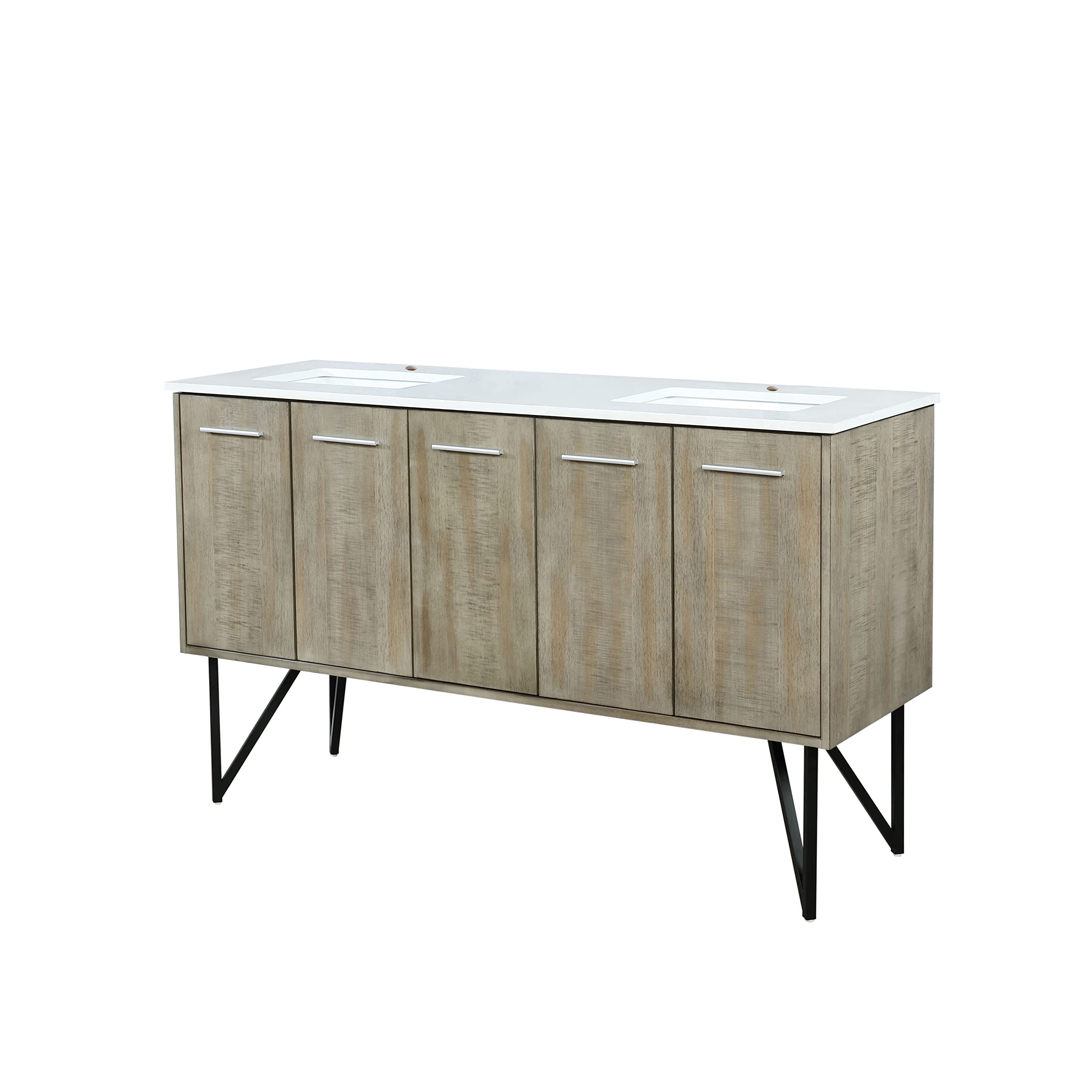 Bell+Modern Fairfield 60 in W x 20 in D Rustic Acacia Double Bath Vanity and Cultured Marble Top