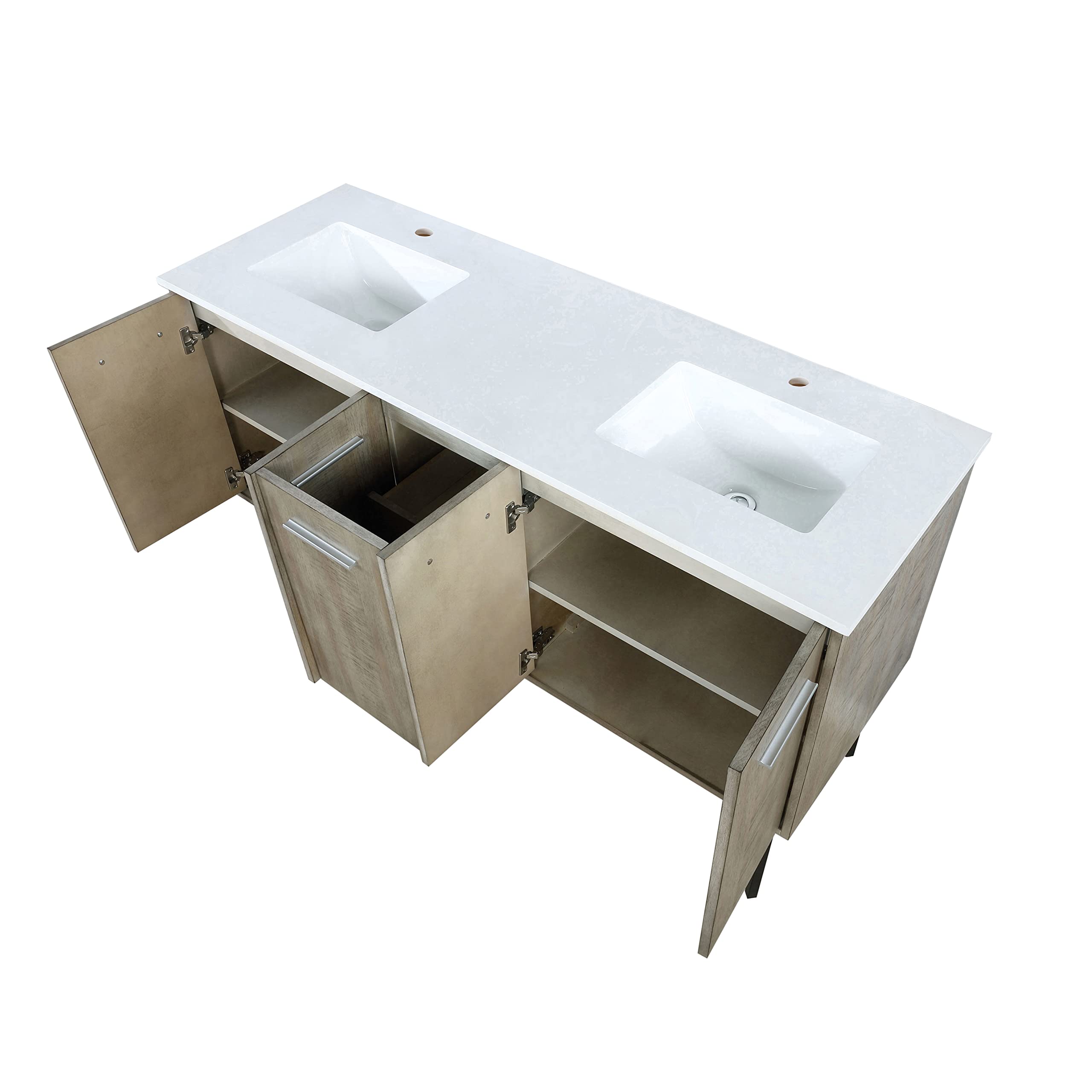 Bell+Modern Fairfield 60 in W x 20 in D Rustic Acacia Double Bath Vanity and Cultured Marble Top