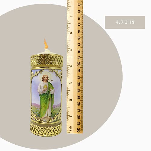 Hand Crafted Saint Jude Catholic Prayer Candle, Unscented Decorative Candles for Devotional, Religious Gifts for Christian Men and Women, 4.75 Inches