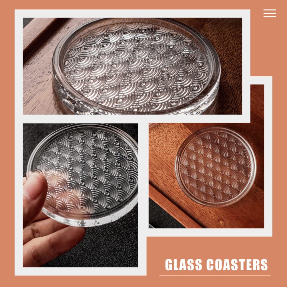 Cabilock 2pcs Glass Tea Coaster Cup Mug Pad Tea Bag Saucers Dessert Dishes Coasters Gold Bars Car Coaster Costers Seasoning Dish Mug Saucers Gongfu Tea Saucer Crystal Coaster Round Decorate