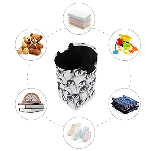 xigua Many Penguins Laundry Basket Large Laundry Hamper Foldable Dirty Clothes Toys Organizer Bag with Handles for Bathroom,Bedroom,College Dorm,Kids Room