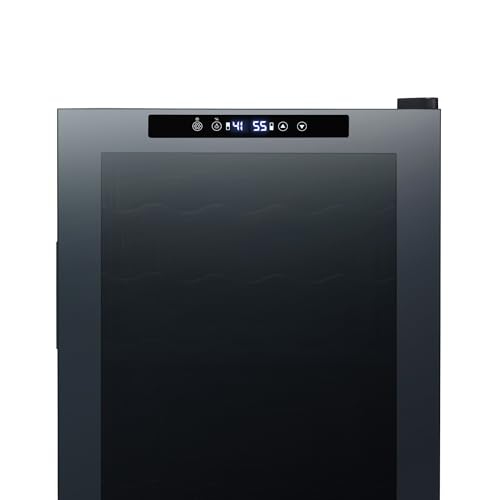 Luma Comfort Shadow Series Wine Cooler Refrigerator 33 Bottle Dual Temperature Zones, Freestanding Mirrored Wine Fridge with Double-Layer Tempered Glass Door & Compressor Cooling,Black