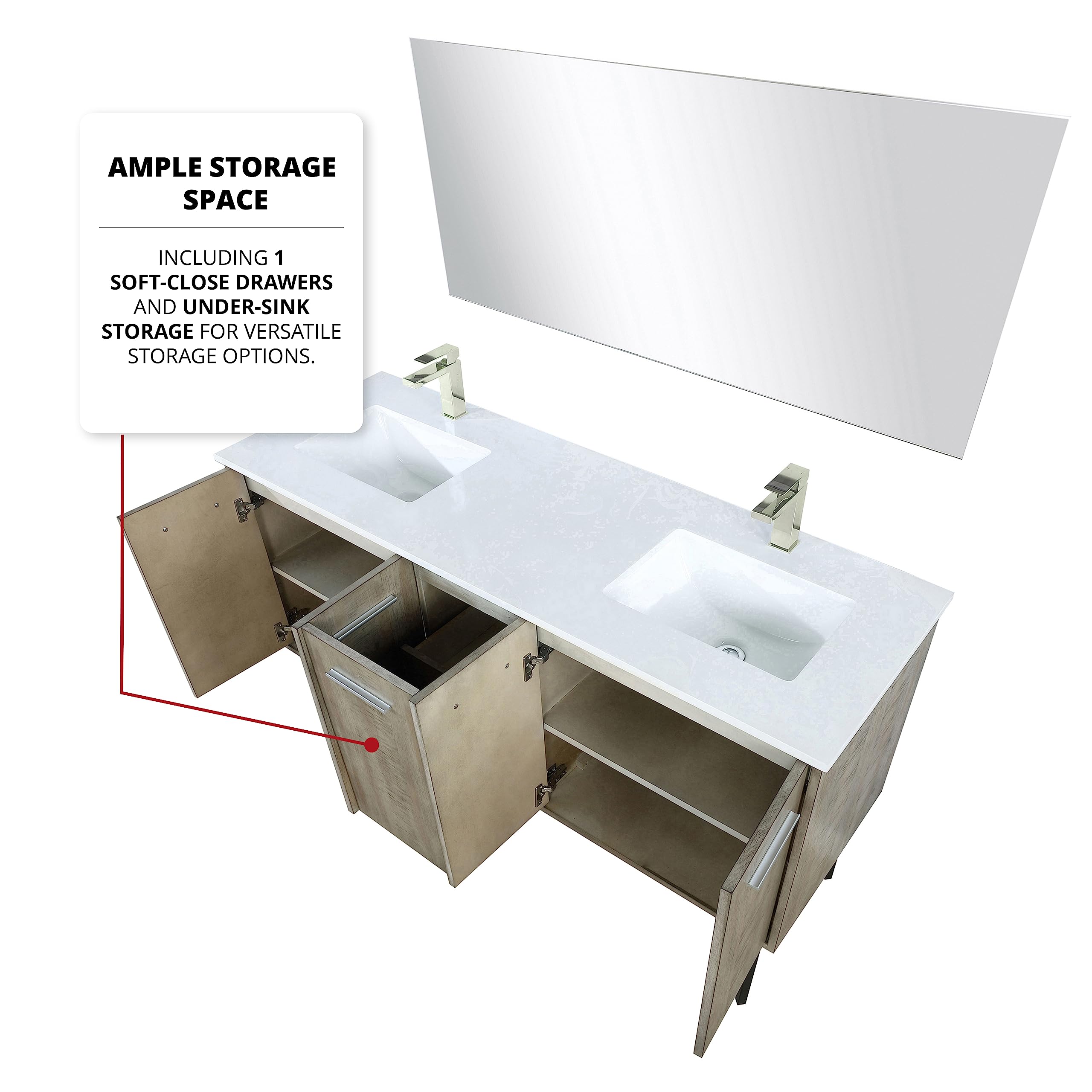 Bell+Modern Fairfield 60 in W x 20 in D Rustic Acacia Double Bath Vanity and Cultured Marble Top