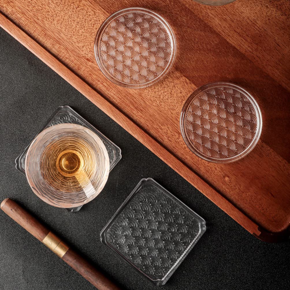 Cabilock 2pcs Glass Tea Coaster Cup Mug Pad Tea Bag Saucers Dessert Dishes Coasters Gold Bars Car Coaster Costers Seasoning Dish Mug Saucers Gongfu Tea Saucer Crystal Coaster Round Decorate