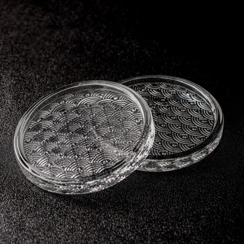 Cabilock 2pcs Glass Tea Coaster Cup Mug Pad Tea Bag Saucers Dessert Dishes Coasters Gold Bars Car Coaster Costers Seasoning Dish Mug Saucers Gongfu Tea Saucer Crystal Coaster Round Decorate