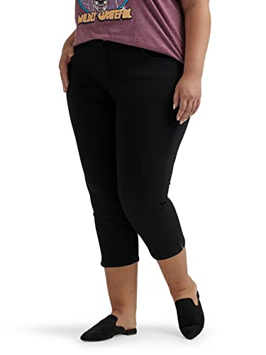 Lee Women's Size Legendary Mid-Rise 21" Capri Jean, Black, 22 Plus