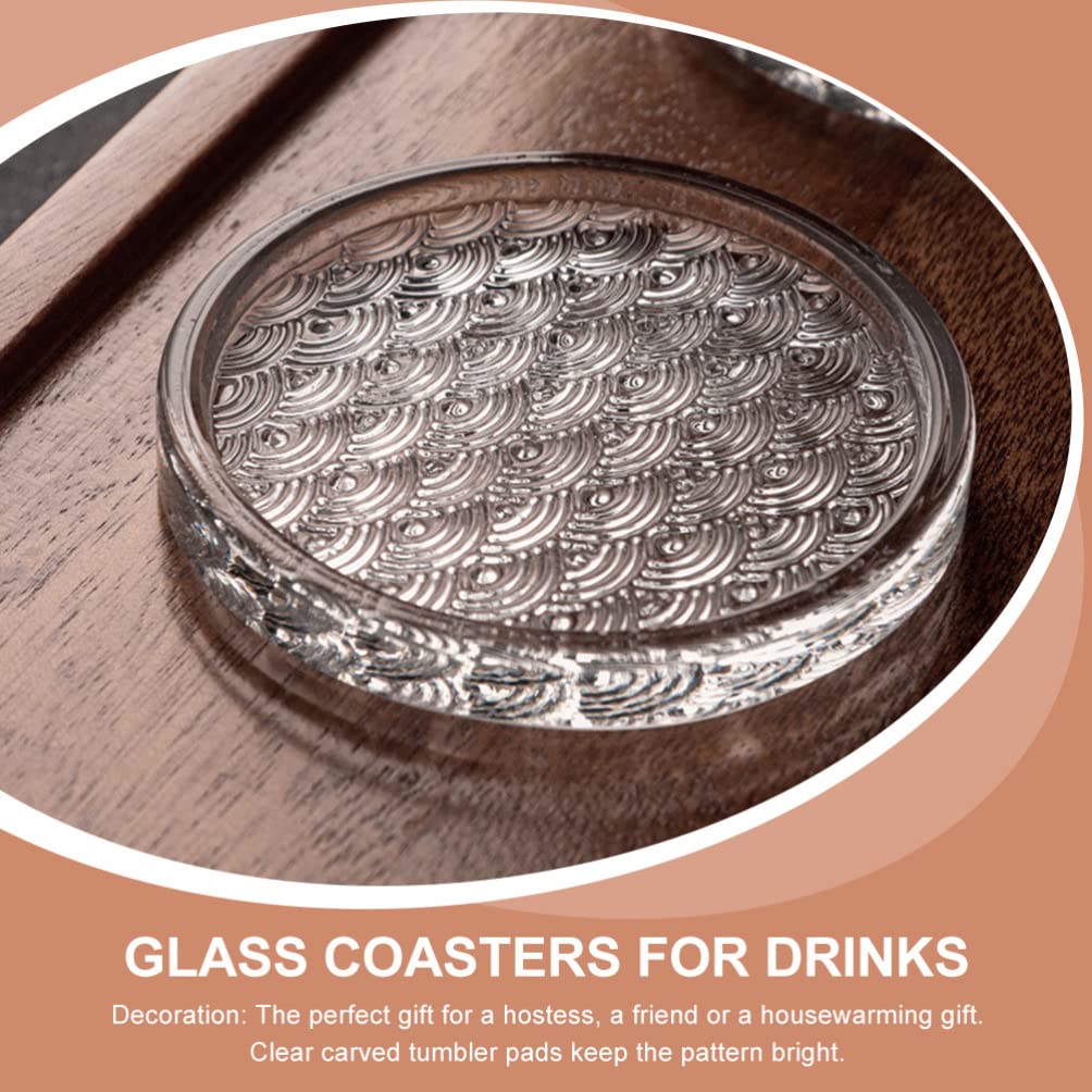 Cabilock 2pcs Glass Tea Coaster Cup Mug Pad Tea Bag Saucers Dessert Dishes Coasters Gold Bars Car Coaster Costers Seasoning Dish Mug Saucers Gongfu Tea Saucer Crystal Coaster Round Decorate