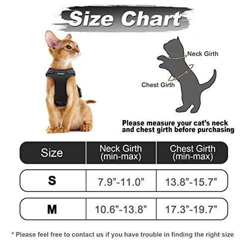 Supet Cat Harness and Leash Set for Small to Large Cats, Adjustable Cat Leash and Harness Set Escape Proof with Reflective Trim Universal Kitten Harness for Cats Puppies Outdoor Walking