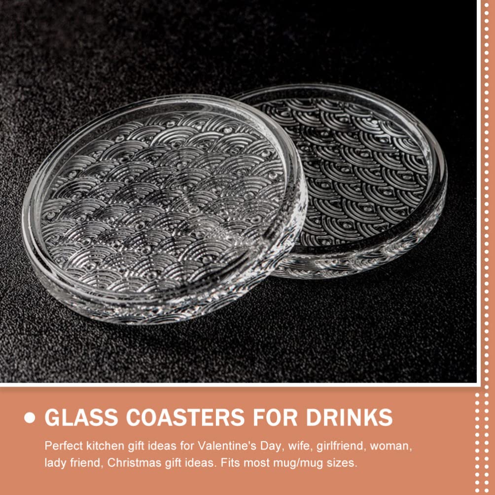 Cabilock 2pcs Glass Tea Coaster Cup Mug Pad Tea Bag Saucers Dessert Dishes Coasters Gold Bars Car Coaster Costers Seasoning Dish Mug Saucers Gongfu Tea Saucer Crystal Coaster Round Decorate