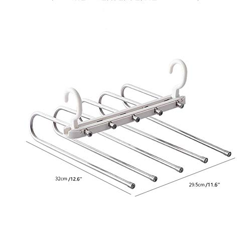 Unioax Pants Hangers Space Saving Pants Rack 5 in 1 Non-Slip Folding Trousers Hanger Multi-Functional Pants Organizer for Closet Wardrobe Scarf Jeans Ties Slacks Storage, Blue