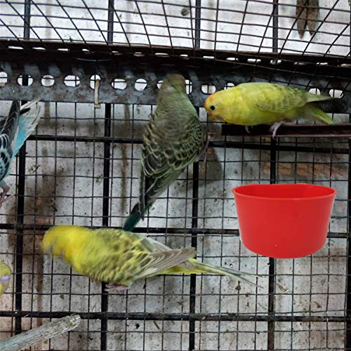 10PCS Feeder Cage Cups Hanging Chicken Bird Water Cups Pet Bowls with Hooks (Red)
