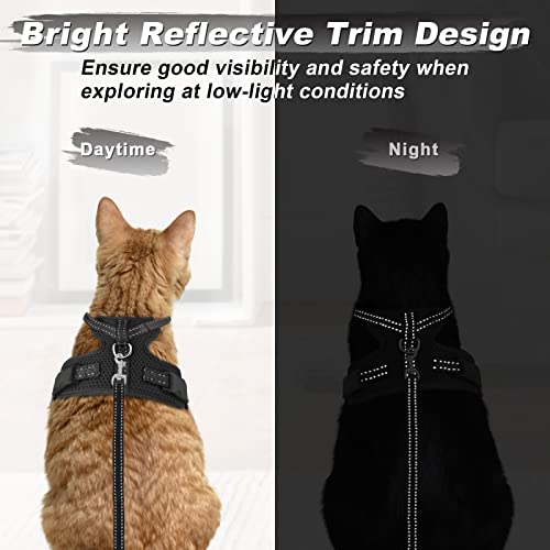 Supet Cat Harness and Leash Set for Small to Large Cats, Adjustable Cat Leash and Harness Set Escape Proof with Reflective Trim Universal Kitten Harness for Cats Puppies Outdoor Walking