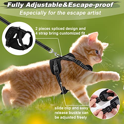 Supet Cat Harness and Leash Set for Small to Large Cats, Adjustable Cat Leash and Harness Set Escape Proof with Reflective Trim Universal Kitten Harness for Cats Puppies Outdoor Walking