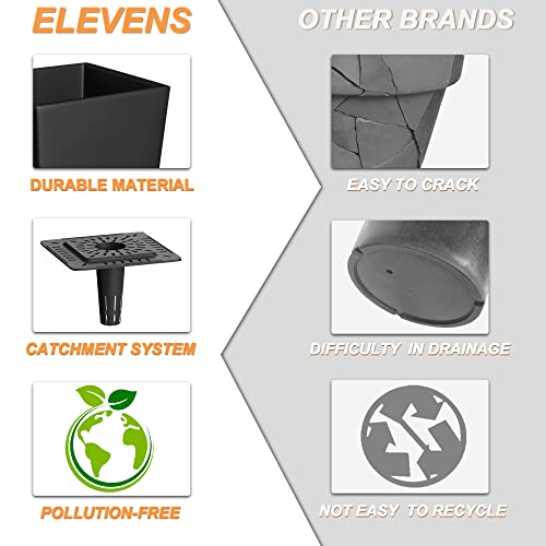 Elevens Outdoor Planter Larger Flower Pots Indoor Taper Garden V-Shape Tall Planters 24 inches Garden Pots Planter - Black(2 Packs)