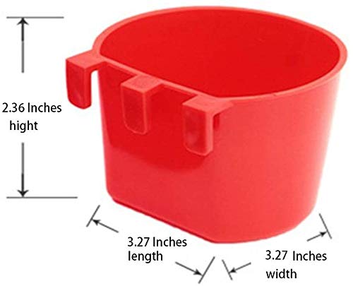 10PCS Feeder Cage Cups Hanging Chicken Bird Water Cups Pet Bowls with Hooks (Red)