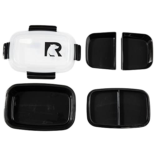 RTIC 5 Compartment Lunch Containers, Hot Food Container With Lid For Adults Or Kids, Microwave Safe Divided Snack Lunch Box For Work, School Or Travel, Reusable, BPA Free With Vent Space, Black