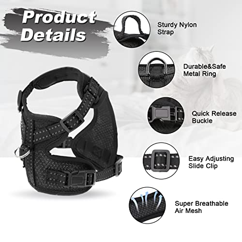 Supet Cat Harness and Leash Set for Small to Large Cats, Adjustable Cat Leash and Harness Set Escape Proof with Reflective Trim Universal Kitten Harness for Cats Puppies Outdoor Walking