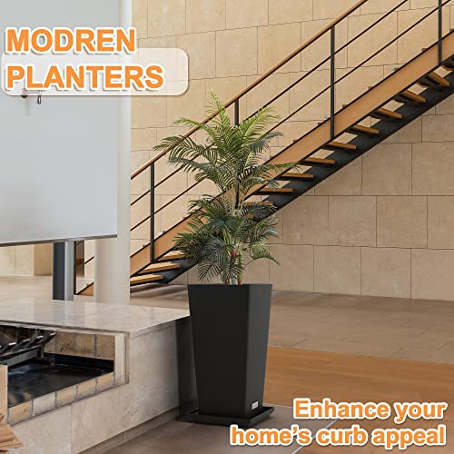 Elevens Outdoor Planter Larger Flower Pots Indoor Taper Garden V-Shape Tall Planters 24 inches Garden Pots Planter - Black(2 Packs)