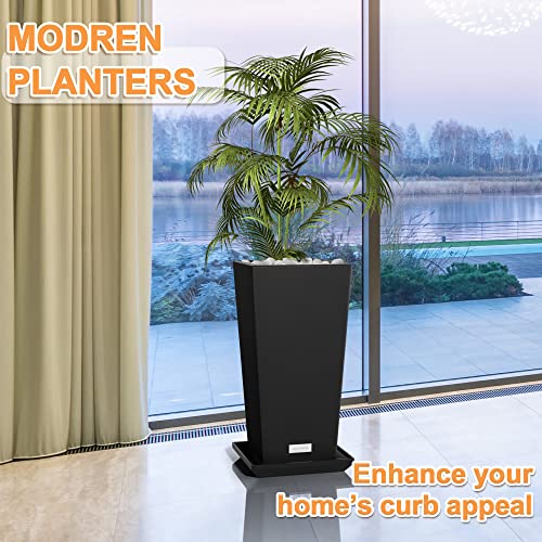 Elevens Outdoor Planter Larger Flower Pots Indoor Taper Garden V-Shape Tall Planters 24 inches Garden Pots Planter - Black(2 Packs)