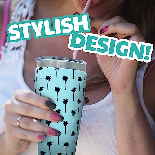 Sip Slip silicone tumbler sleeve - compatible with 30oz Yeti, RTIC, Ozark Trail, Magellan tumblers and more. Personalized Insulated Can Cooler covers (30 oz Watercolor)