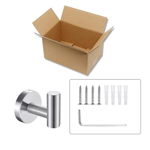 Coat Hook Single Towel/Robe Clothes Hook for Bathroom Kitchen Closets , Square Style Wall Mounted, Brushed Finish,304 Stainless Steel,4 Pack (Brushed Nickel)