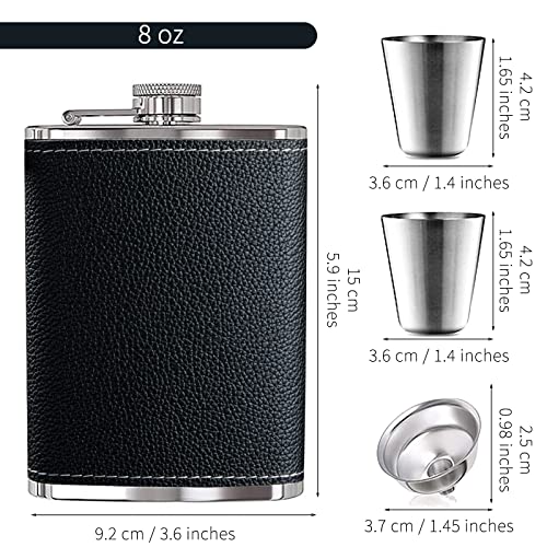 Hip Flask Gift Set, 8 oz Stainless Steel Flasks for Liquor for Men, Two Cups & Funnel, Whiskey Flasks for Men. An Unforgettable Gift for Weddings, Groomsmen Proposals Box, Best Man Gifts, and more…