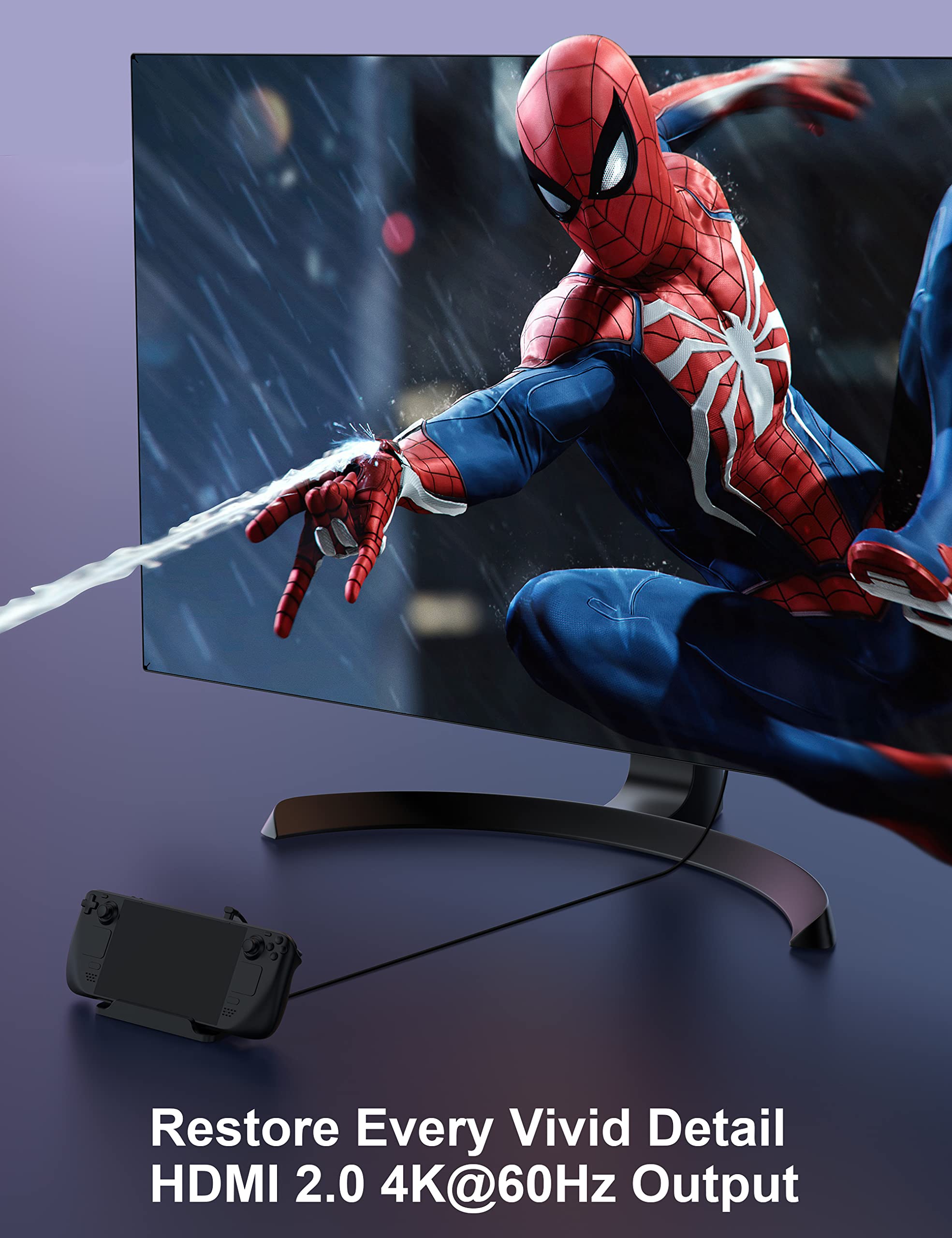 Steam Deck/Steam Deck OLED Dock with SD/TF Reader, NewQ 7-in-1 Dock with HDMI 2.0 4K@60Hz, 2 USB-A 3.0, 1000Mbps Ethernet, PD-in 100W Max, Compatible with USB C Devices