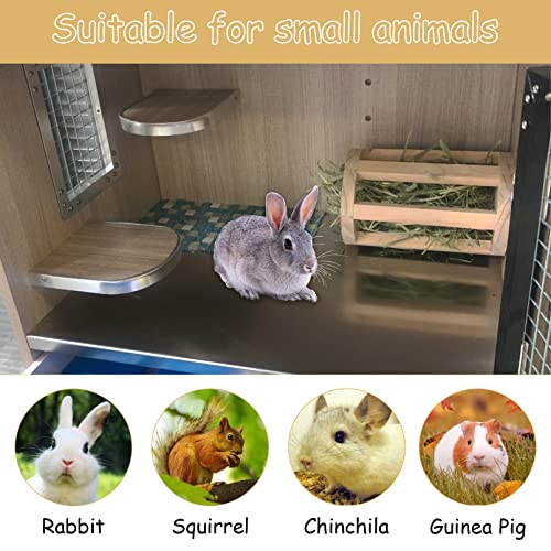 Tfwadmx Rabbit Hay Feeder Rack Wooden Food Manger Grass Holder Cylindrical Feeding Hay Mange for Guinea Pigs Bunny Chinchilla Hamster Small Animals