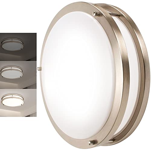 Aulwoouu 36W LED Ceiling Light Fixture, 13in Brushed Nickel Light Fixtures Ceiling Mount, Flush Mount, Dimmable Super Bright 2000 Lumens, 5000K Daylight White Ceiling Lamp for Bedroom, Bathroom etc